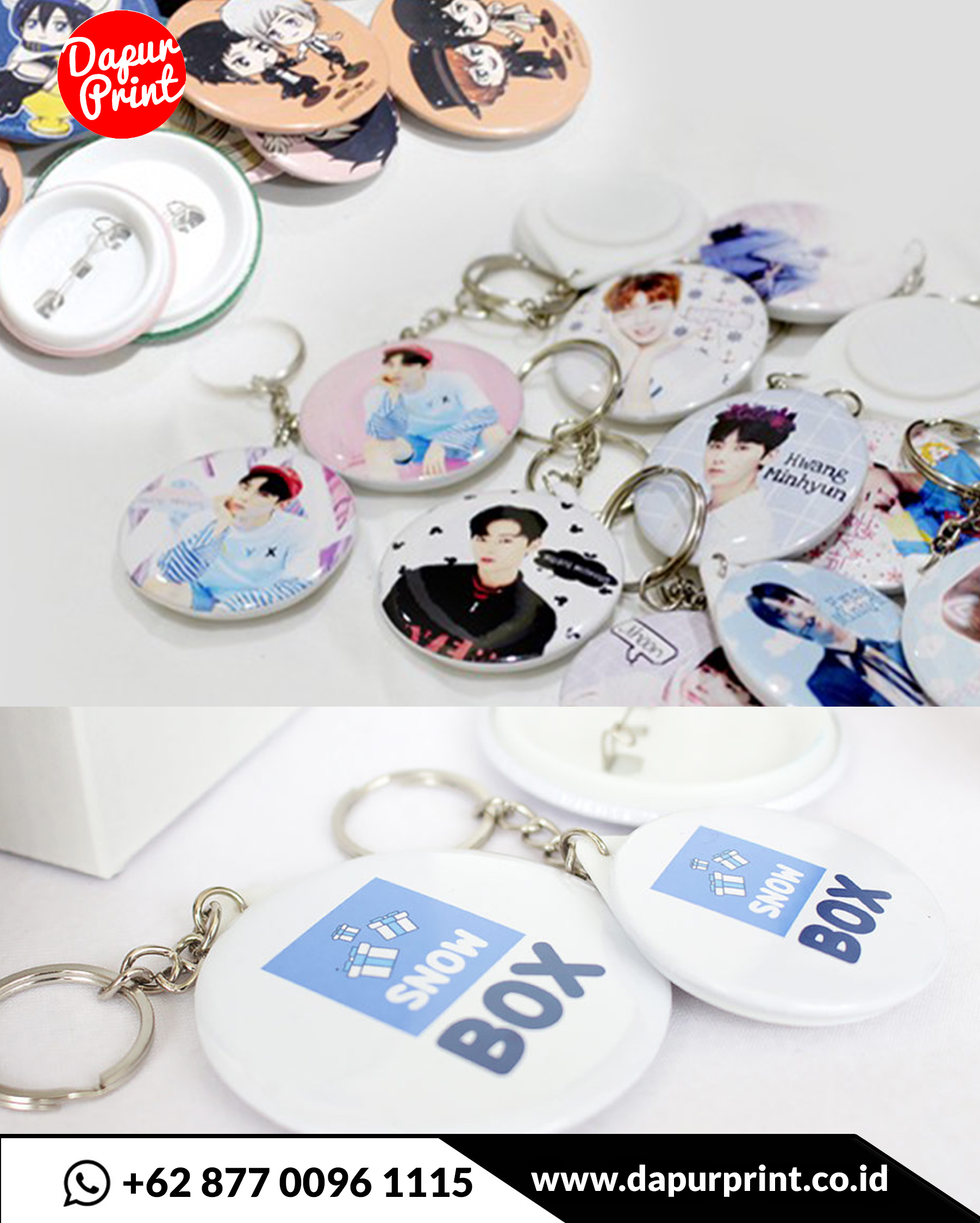 Cetak Pin Gantungan Kunci Ukuran 44mm Satuan - Dapur Print